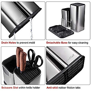 RedCall Universal Knife Block Without Knives,Modern Knife Utensil Holder for Countertop,Stainless Steel Knife Holder for Kitchen Counter,Edge-Protect Knife Storage Organizer (Stainless Steel (Silver))