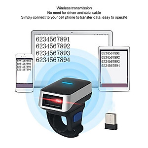 Zyyini Wearable Ring Barcode Scanner, 1D 2D QR Hands Mini Finger Bar Code Reader with 2.4G, USB Wired and BT4.2, for Laptops, PCs, POS, Smartphones, Tablets