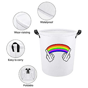 Fuck Gay Pride LGBT Rainbow Large Laundry Basket Hamper Bag Washing with Handles for College Dorm Portable