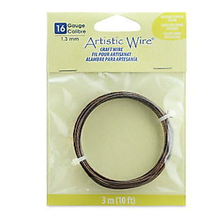 Artistic Wire, 16 Gauge Tarnish Resistant Colored Antique Copper Craft Wire, Antique Brass Color, 10 ft