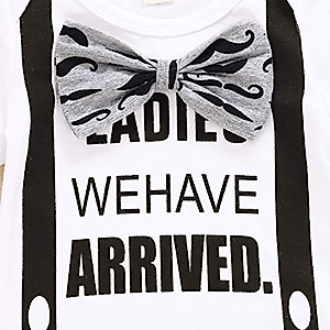 Aslaylme Newborn Boy Matching Outfit Twins Bodysuit Ladies We Have Arrived Romper (White-02, 0-3 Months)