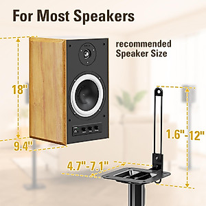 Mounting Dream Speaker Stands Height Adjustable Bookshelf Speaker Stand Pair for Universal Satellite Speakers, Set of 2 for Bose Polk JBL Sony Yamaha - 11 lbs Capacity