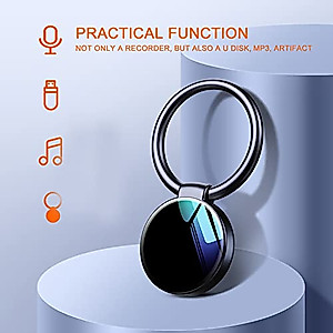 Voice Activated Recorder, HD Noise Reduction Keyring Design Mini MP3 Recorder Recording Device for Study Meeting Interview((32GB))
