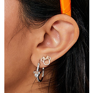 Disney Jewelry for Women Minnie Mouse Sterling Silver Cubic Zirconia Hoop Earrings, April Birthstone