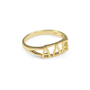 The Collegiate Standard Alpha Delta Pi 14k Gold Plated Sorority Ring with Greek letters (7.0)