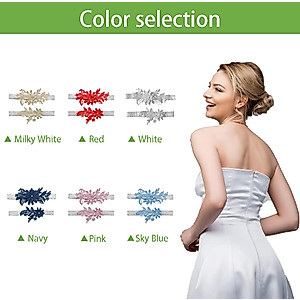 Wedding Garters for Bride Bridal Lace Garter Set Floral Leg Ring with Hand Sewn Faux Pearls (White)