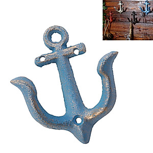 Vintage Rustic Cast Iron Nautical Wall Hooks Coat Hooks Rack, Nautical Anchor Wall Hooks for Home Bathroom Towel Coat Hooks Hanger (Screws Included)
