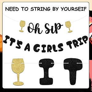 Sursurprise Oh Sip It's a Girls Trip Banner, Girls Vacation Bachelorette Birthday Sign Night Out Decorations, Girls Trip Weekend Theme Bridal Shower Wedding Engagement Party Decor