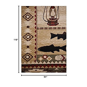 Rustic Lodge Brown 8x10 Area Rug, 7'10x9'10