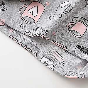 Lu's Chic Women's Short Pajama Set Cute 2 Piece Sleepwear Cotton Print Sleeveless Loungewear Summer Drawstring Pleated Tank Crew Neck Grey Cup Large