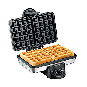 Hamilton Beach 2-Slice Non-Stick Belgian Waffle Maker & Sandwich Maker, Makes Omelettes and Grilled Cheese, 4 Inch, Easy to Store (25430), BLACK