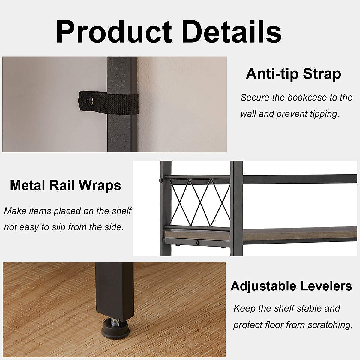 Aubtik Farmhouse Book Shelf with Storage, Industrial Tall Bookshellf with Doors and Shelves, Rustic Wood Bookcase with Cabinet for Home Office, Living Room, Classroom (Walnut Brown)