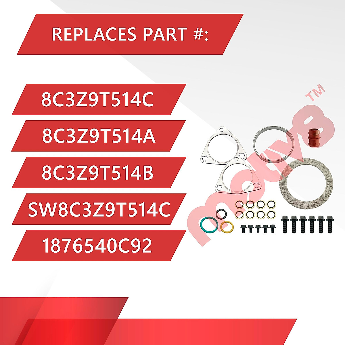 Motiv8 6.4L Powerstroke Turbo Mounting Seal Kit for Ford Super Duty 2008 2009 2010 F250 F350 F450 F550 6.4L V8 |Turbocharger Rebuild Install Kit | Replaces for 8C3Z9T514C SW8C3Z9T514C 1876540C92