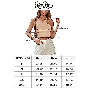 REORIA Summer Sexy Casual One Shoulder Double Lined Seamless Backless Sleeveless Cropped Tank Going Out Trendy Cute Crop Tops Dark Green Medium