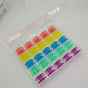 HONEYSEW 25pcs/Box Plastic Colorful Bobbin Universal 2518P for Brother Babylock Singer Juki