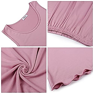 Joyaria Cooling Summer Pajama Set for Women Bamboo Viscose Pjs Jersey Knit(Dusty Rose,XL)