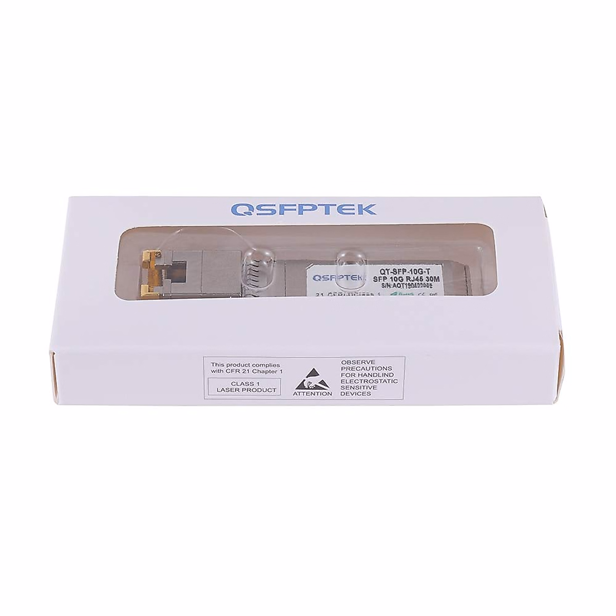 QSFPTEK 10G SFP+ RJ45 Module, 10Gbe giga Mini-GBIC SFP to rj45 Copper Transceiver, 10GBASE-T Optical to Ethernet for Ubiquiti UF-RJ45-10G, Net Gear AXM765,Supermicro, Unifi, up to 30m