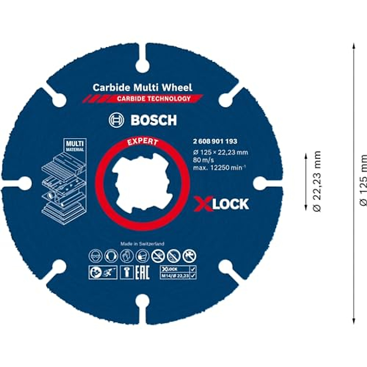 Bosch Professional 1x Expert Carbide Multi Wheel X-LOCK Cutting Disc (for Hardwood, Ø 125 mm, Accessories Small Angle Grinder)