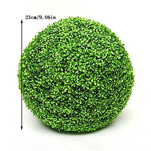 9 inch Artificial Green Plant Decorative Balls,Artificial Plant Topiary Ball Faux Boxwood Decorative Balls-UV Protected,for Indoor, Outdoor, Garden, Wedding, Balcony, Backyard and Home Decor (A)
