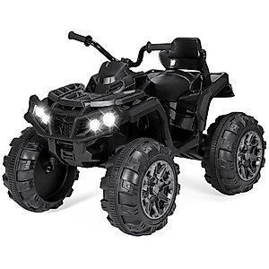 Best Choice Products 12V Kids Ride-On Electric ATV, 4-Wheeler Quad Car Toy w/Bluetooth Audio, 3.7mph Max Speed, Treaded Tires, LED Headlights, Radio - Black