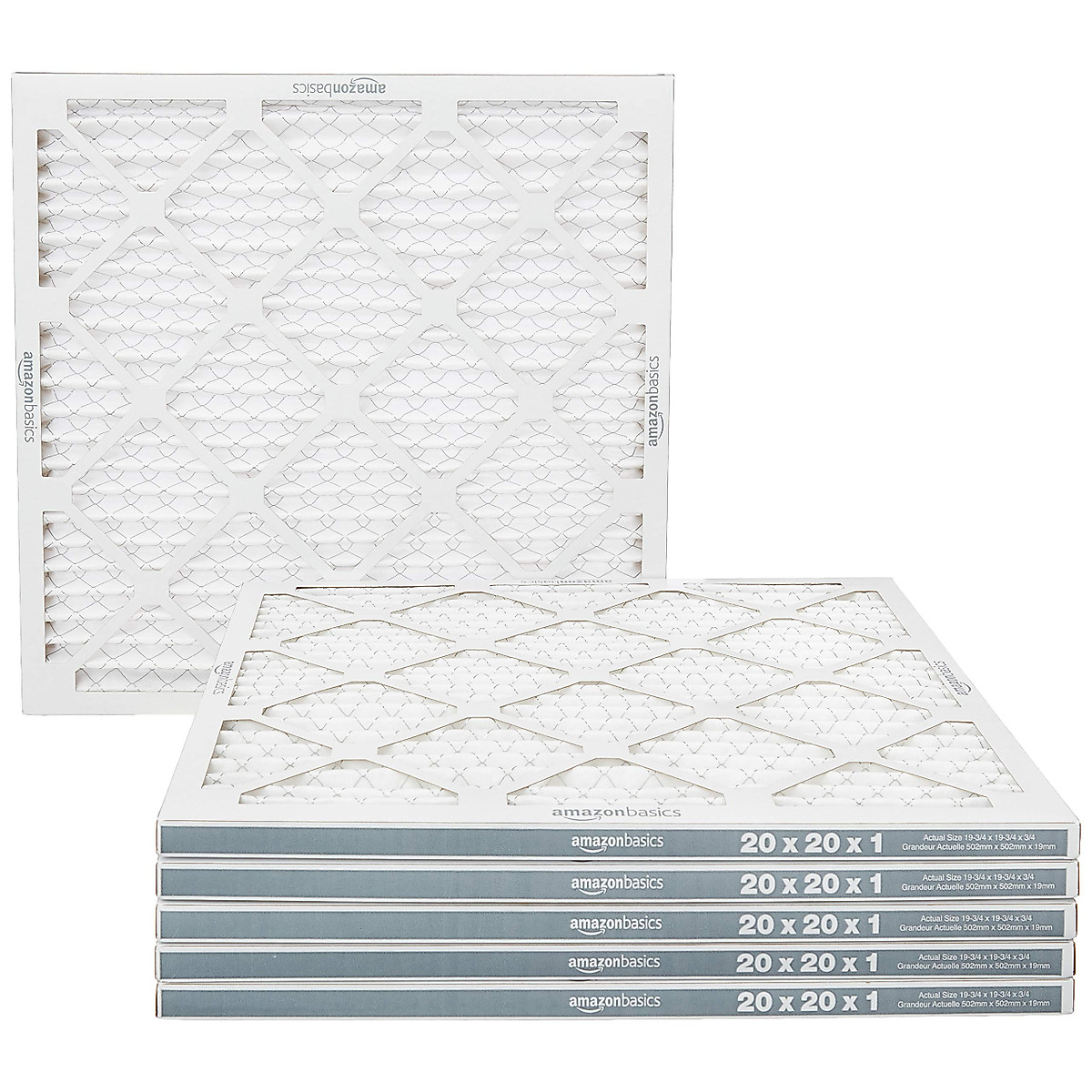 Amazon Basics Merv 11 AC Furnace Air Filter - 20'' x 20'' x 1'', 6-Pack
