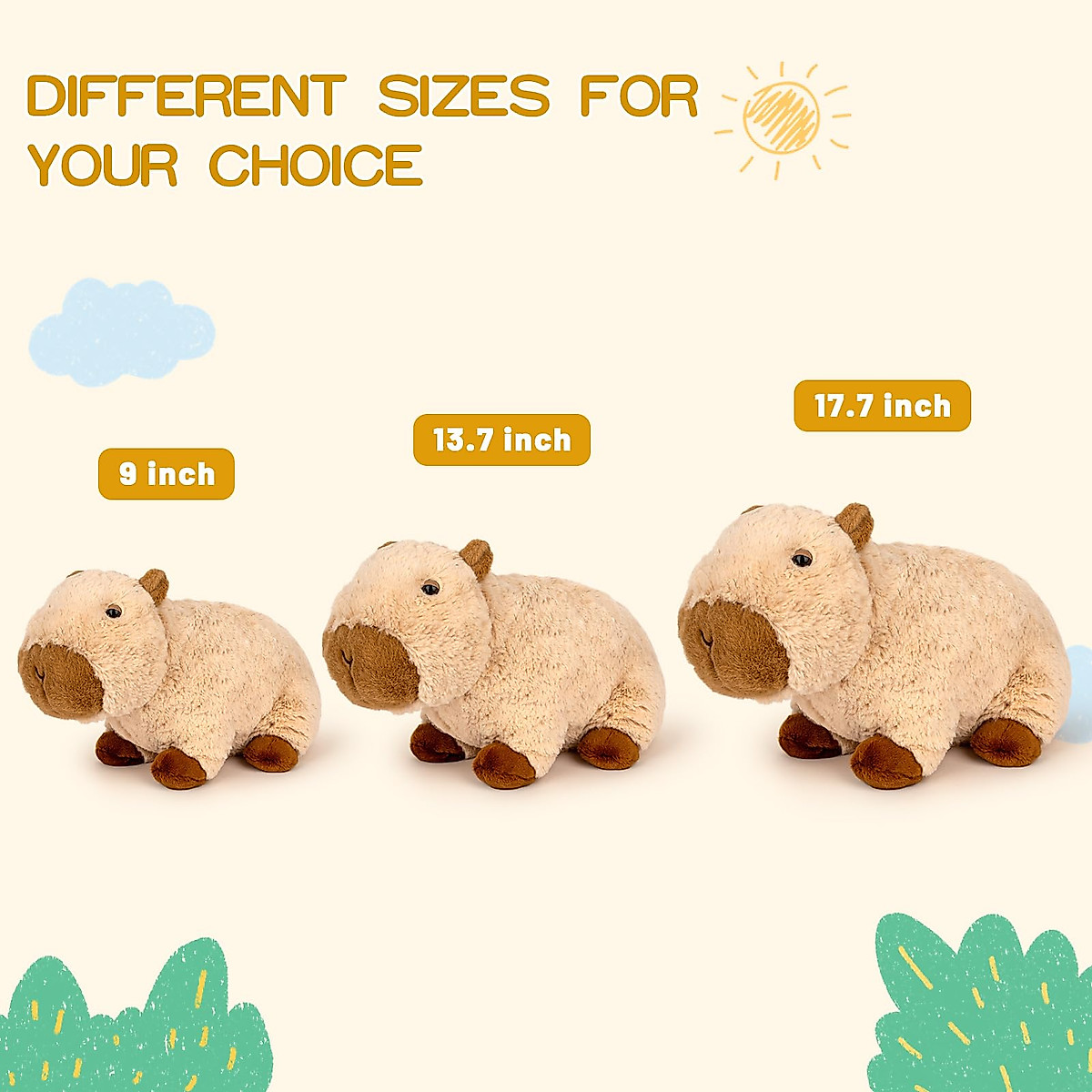 Adorlynetty Plushies Capybara Stuffed Animal Cute Capybara Plush Soft Capybara Plushie Pillows Collection for Kids(9Inch)