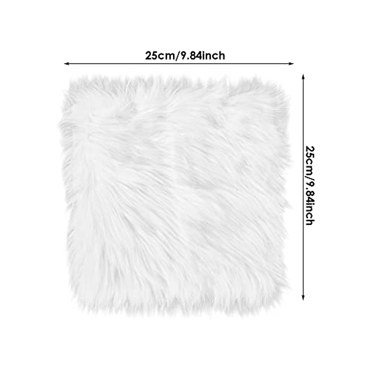 Molain 25 cm Small Rugs Fluffy Faux Fur Chair Pad Cover Rug Fuzzy Cushion Photography Props Background Nail Mat Carpet Christmas Party Decorative Home Living Room Sofa Bedroom Floor (White Square)