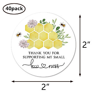 Bee Thank You for Supporting My Small Business Stickers, Boutiques Shop Wrapping Supplies 40-Pack