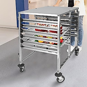 BriSunshine 2 Row Bakery Bun Pan Rack,2x6 Tiers Stainless Steel Sheet Pan Rack Trolley with Wheels & Top Table,Commercial Cooling Storage Rack Cart for Kitchen Restaurant,29.3" Lx21.6 Wx37.2 H