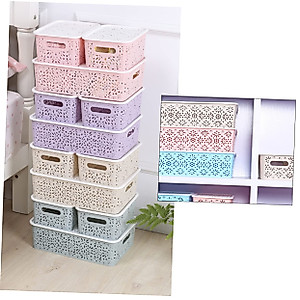 ABOOFAN Box Storage Bins with Lids Hollow Storage Basket Organization Baskets Sundries Organizer Pantry Bins Drawer Organizer Lidded Storage Bins Clothes Storage Basket Food Laundry Basket