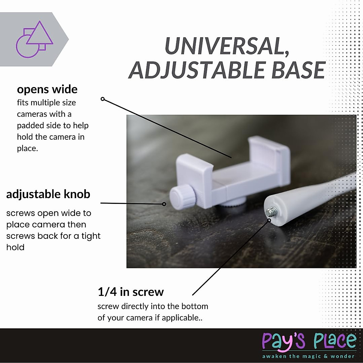 Pay's Place Universal Baby Monitor Mount, Longer White Flexible Silicon Baby Camera Mount, Ideal Baby Monitor Holder to Crib Bassinet Playpen, Baby Monitor Stand, Compatible w/Infant Optics Mount