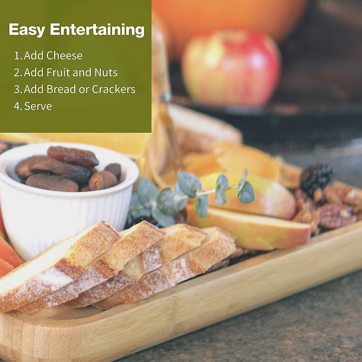 Vistal Cheese Board and Knife Set, Bamboo Charcuterie Board with Slide-Out Drawer and Stainless Steel Knives