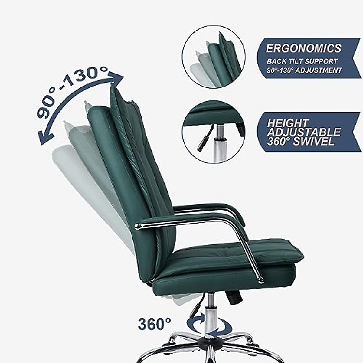 CLATINA Office Desk Chair Breathable Fabric, Executive Chair Swivel Comuputer Chair Ergonomic Cloth Chair with Padded Armrest Wheels for Home Office, Green 1Pack