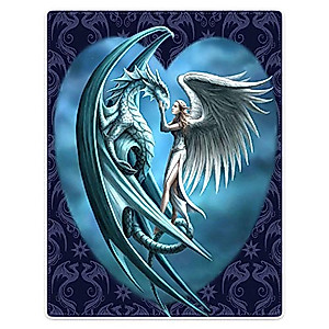 HommomH 60"x80" Blanket Soft Fluffy Flannel Fleece Throw Dragon Angel Love