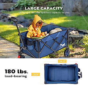 VIVOHOME Heavy Duty 880 Lbs Capacity Mesh Steel Garden Cart Folding Utility Wagon with Removable Sides and Wheels (Green) and Upgraded Heavy Duty 180 Lbs Collapsible Foldable Wagon Patio Garden Cart