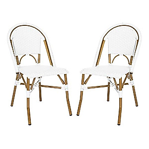 Safavieh Home Collection Hooper Indoor-Outdoor Stacking Side Chairs | Black & White | Set of 2