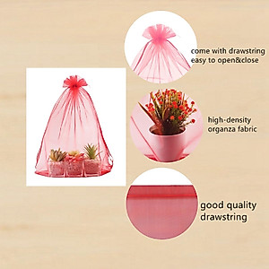 QIANHAILIZZ 8 x 12 Inch 100 pcs Drawstring Bags Organza Fabric Jewelry Gift Pouch Candy Pouch Wedding favors B231 (red)
