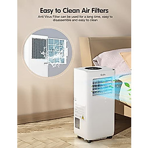 Portable Air Conditioners,Grelife 8000BTU 4-in-1 AC Unit with Fan,Heat&Dehumidifier,Powerful Cooling up to 350 sq.ft,Portable AC with Smart/Sleep Mode,LED Display,Remote Control,48dB Quiet,24H Timer