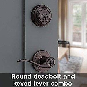 Kwikset 991 Tustin Entry Lever and Single Cylinder Deadbolt Combo Pack featuring SmartKey in Venetian Bronze (99910-041)