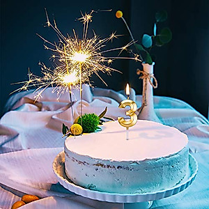 LUTER Gold 3D Diamond Shape Happy Birthday Cake Candles with Fold Design Number Candles Number 7 Birthday Candle Cake Topper Decoration for Party Kids Adults