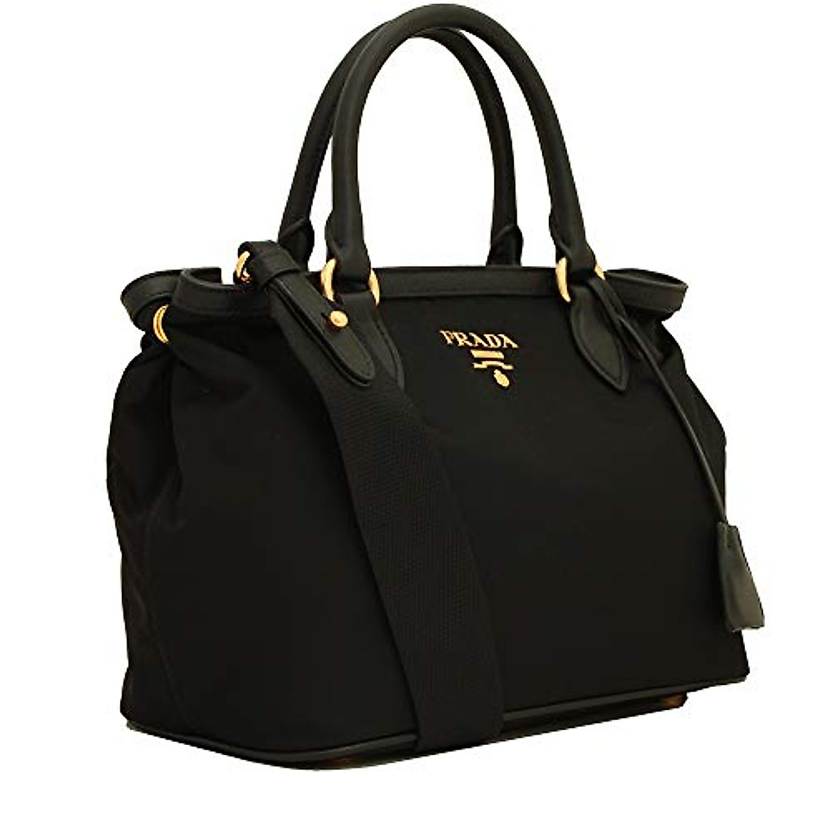 Prada Womens Nylon Calf Leather Trim Crossbody Bag 1BA172