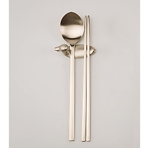 Premium Brassware Cutlery Spoon Rests Korean Traditional Handmade Tableware BANGJJA YUGI, MADE IN KOREA 한국 유기 수저받침 (Duck), Bronze, 7*2cm