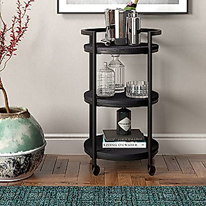 Graham 21'' Wide Round Bar Cart in Black Grain