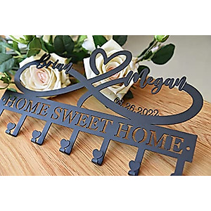 EXUNART Personalized Key Holder for Wall, Infinity Key Hooks, Coat Rack, Key Rack for Wall, Custom Name Rack, Decoration Hook, Decorative Metal Sign Key Hanger Home Decor for Wall .Wedding Gift