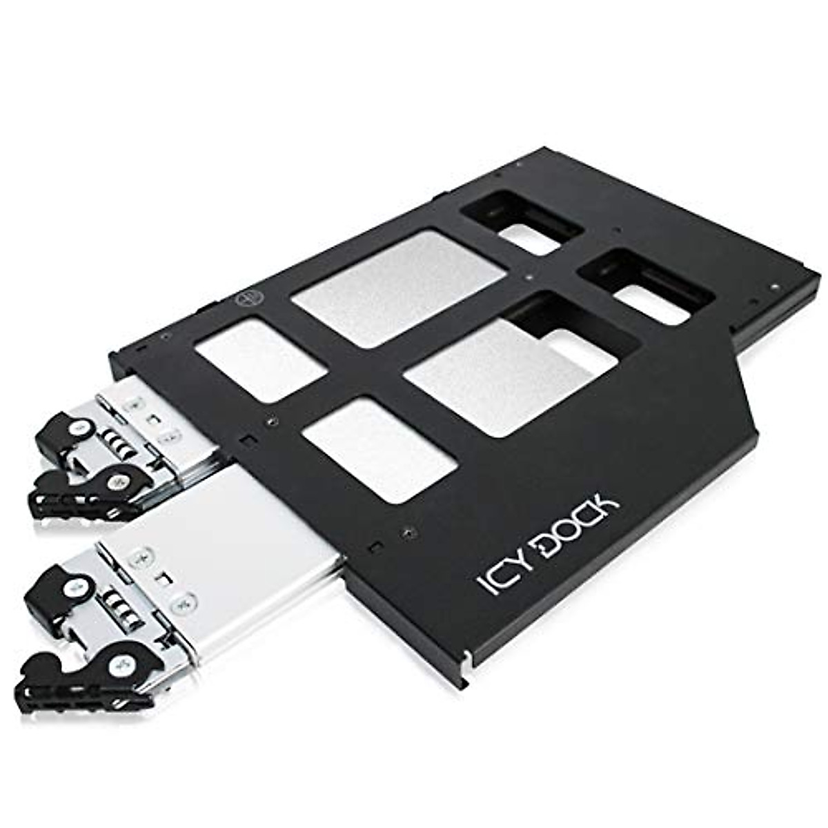 Icy Dock ToughArmor MB852M2PO-B Caddy Rack Mobile, 2X SSD NVMe M.2 Drive Adapter for Odd Ultra Slim (9.5mm) CD/DVD Drive Bay with OCuLink SFF-9402 Connector