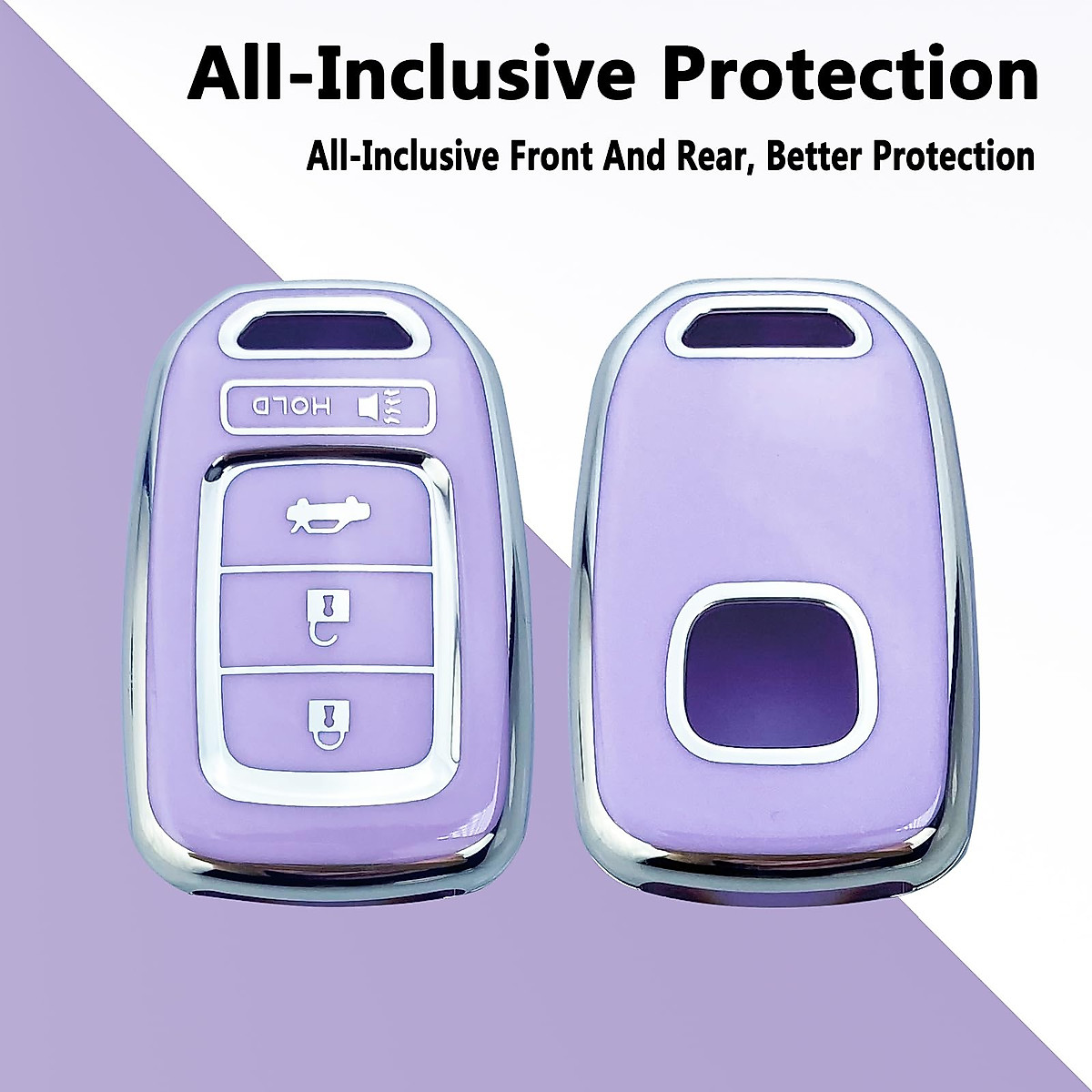 ShuDay Key Fob Cover Case Compatible with Honda Accord Civic Fit CR-V HR-V Crosstour Accessories (Purple)
