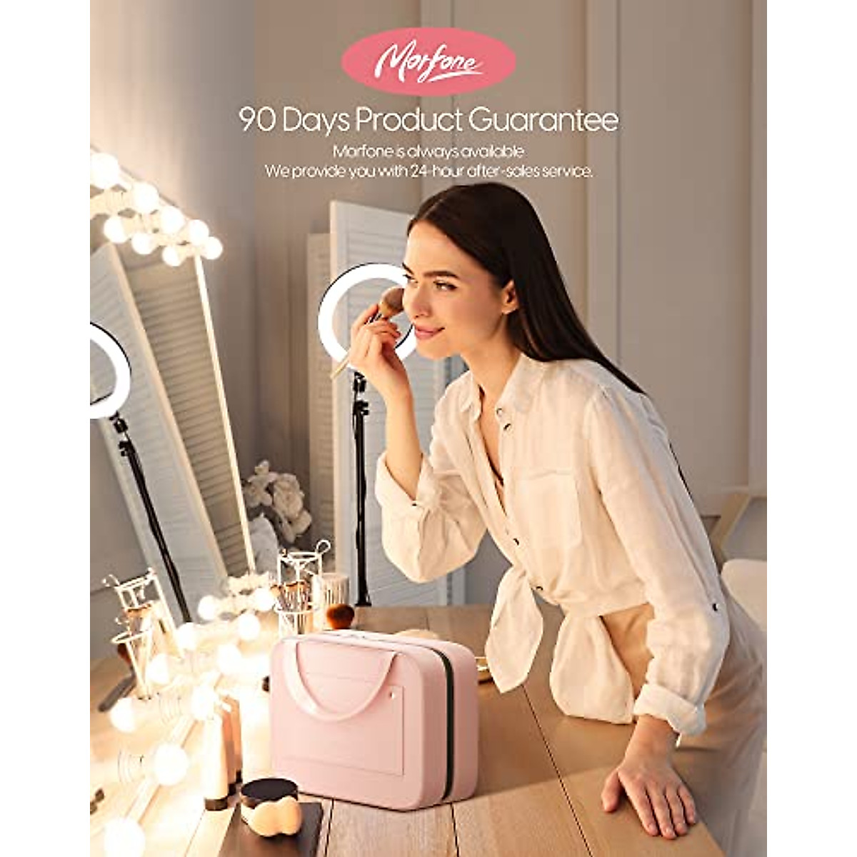 Morfone Travel Toiletry Bag with Leak Proof Bottles, Hanging Travel Makeup Organizer with TSA Approved Cosmetic Bag Portable Travel Bags for Toiletries Accessories Container Shampoo Conditioner