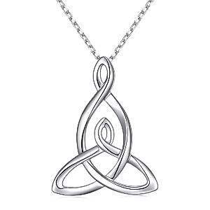 FLYOW 925 Sterling Silver Jewelry Mom Knot Mother Daughter Celtic Knot Pendant Necklace for Women Birthday Valentine's Day Mother's Day Gift, 16 Inch + 2 Inch