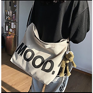 Canvas Messenger Vintage Bag Alt Emo Crossbody Bag Goth Punk Shoulder Satchels Harajuku Grunge Handbag (Apricot)