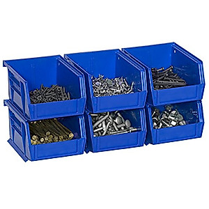 Akro-Mils 08212BLUE 30210 AkroBins Plastic Storage Bin Hanging Stacking Containers, (5-Inch x 4-Inch x 3-Inch), Blue, 6-Pack